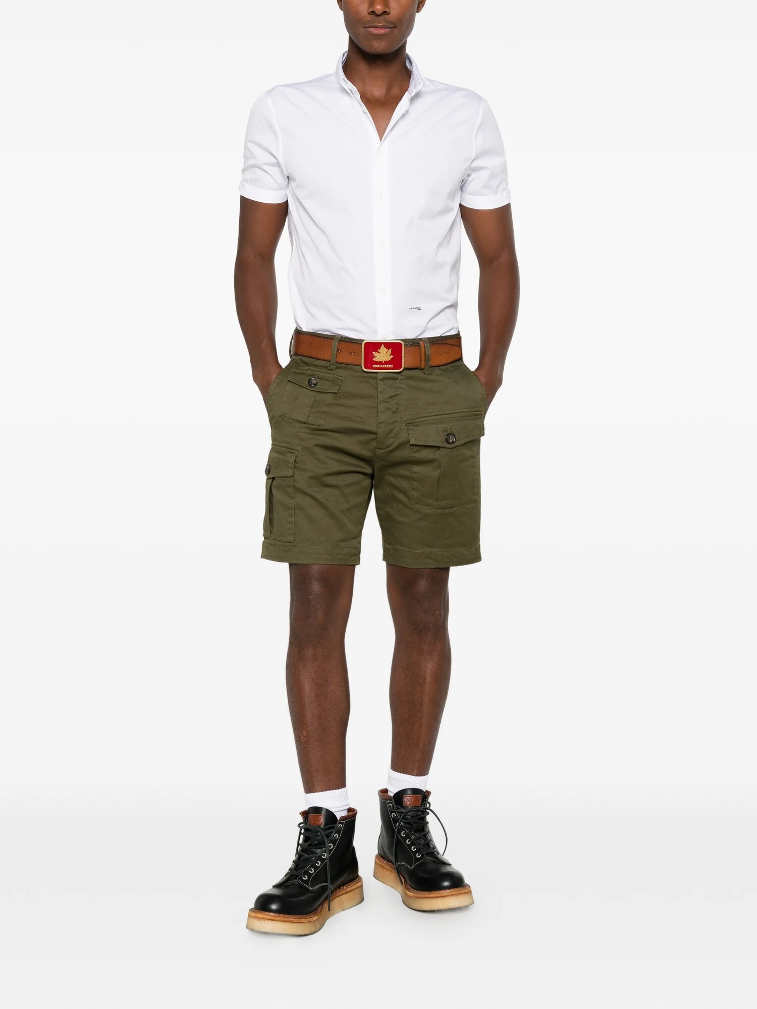 Шорты DSQUARED2 Multi-pocket cargo shorts, размер 54, зеленый, — фото 1