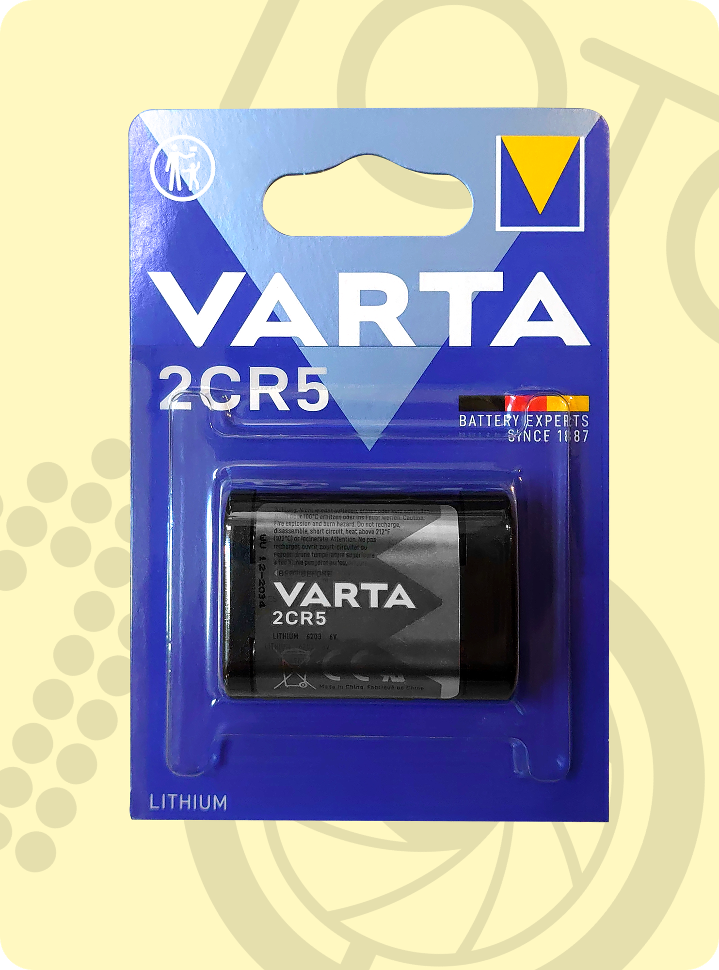 Varta 2CR5 (DL245/6203) Lithium | 6 Вольта, Литиевая батарейка - 1шт.