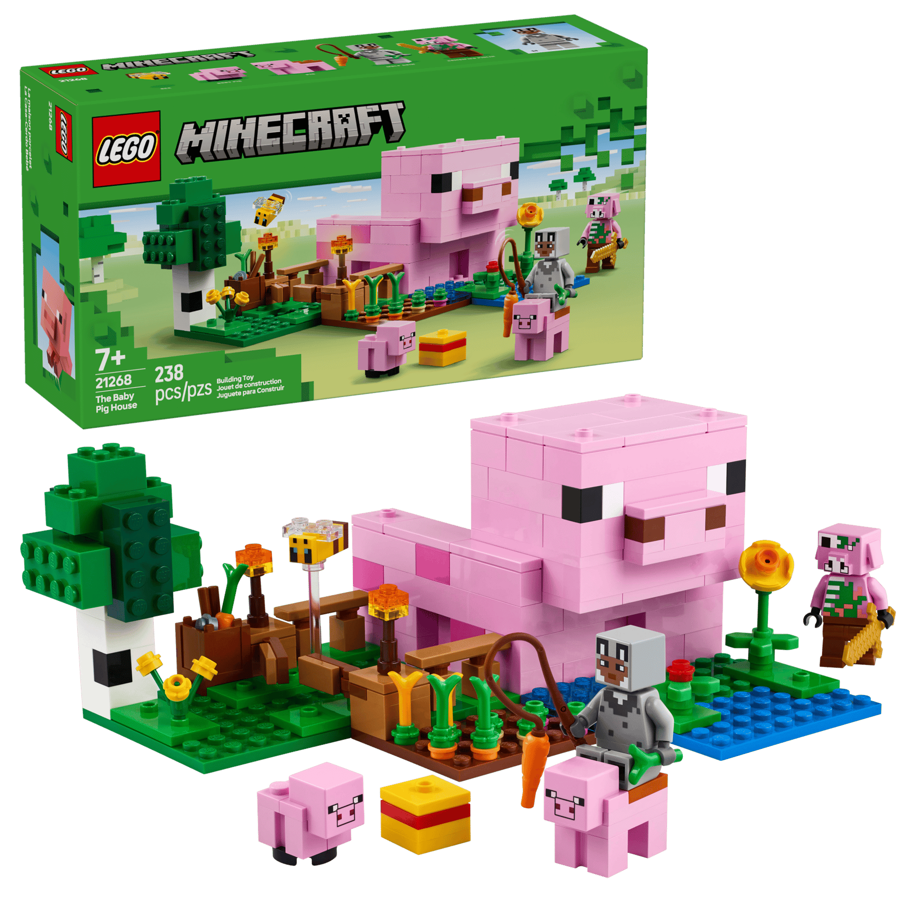 Конструктор LEGO Minecraft 21268 Домик для поросят, розовый, 238 дет.