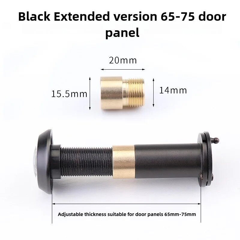 Дверной глазок Black L, черный, 65-75 мм, выдвижной