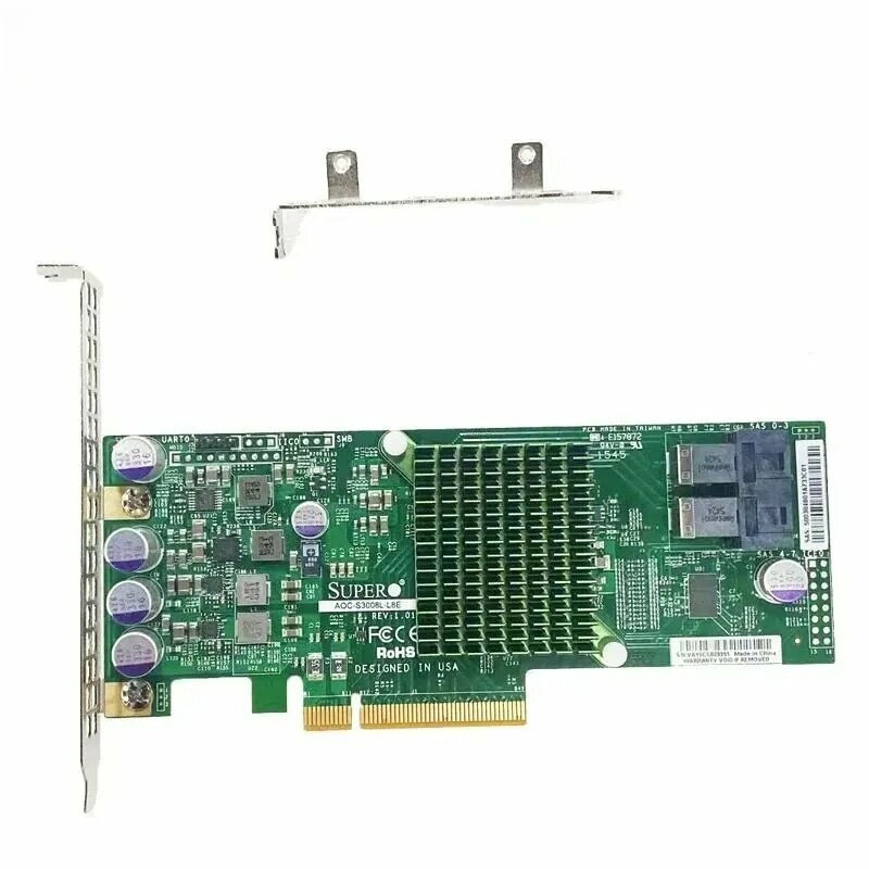 Supermicro AOC-S3008L-L8E LSI 9300-8i 12 Гбит/с SAS HBA IT mode ZFS FreeNAS unRAID+8643 Кабель*2