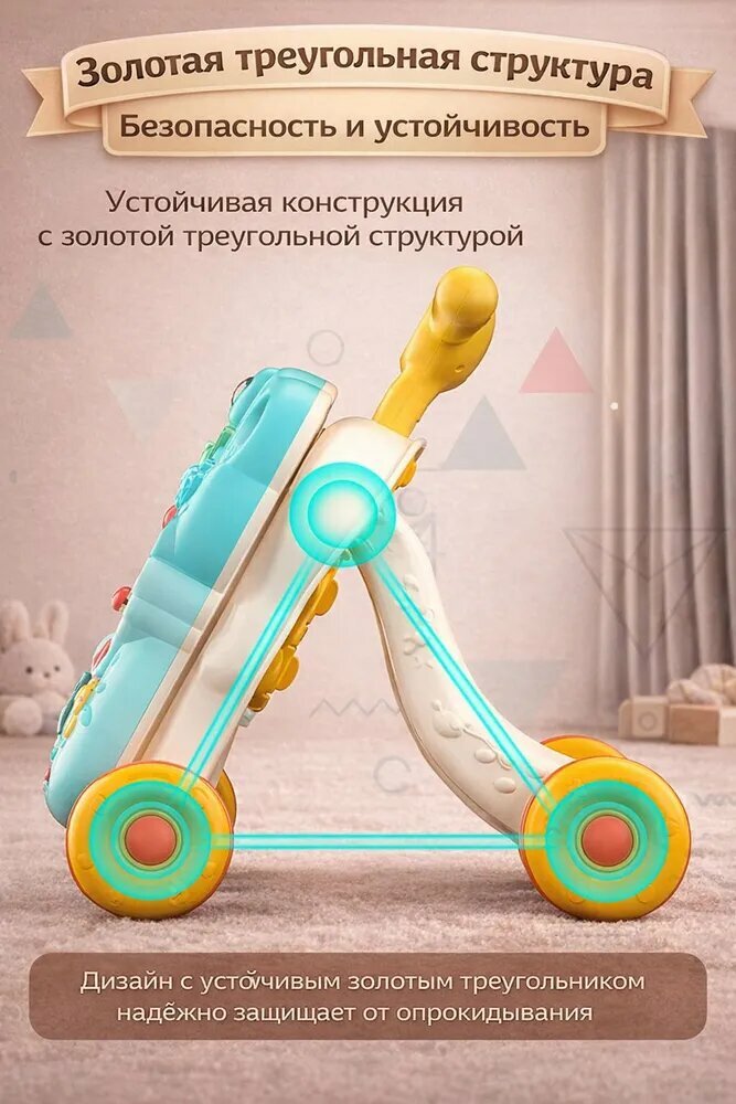 Детские ходунки-ходилки многофункциональные для малышей 6+ месяцев, развивающ, устойчивый беговел для тренировки ходьбы — фото 1