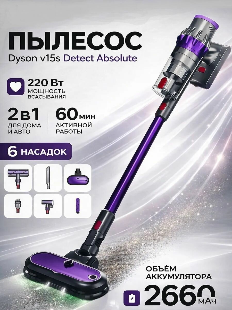 Пылесос вертикальный беспроводной v15s detect absolute