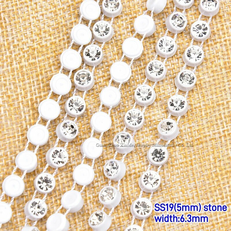 Кружевная лента со стразами XINMILLIE 5 ярдов Белый, White 5mm