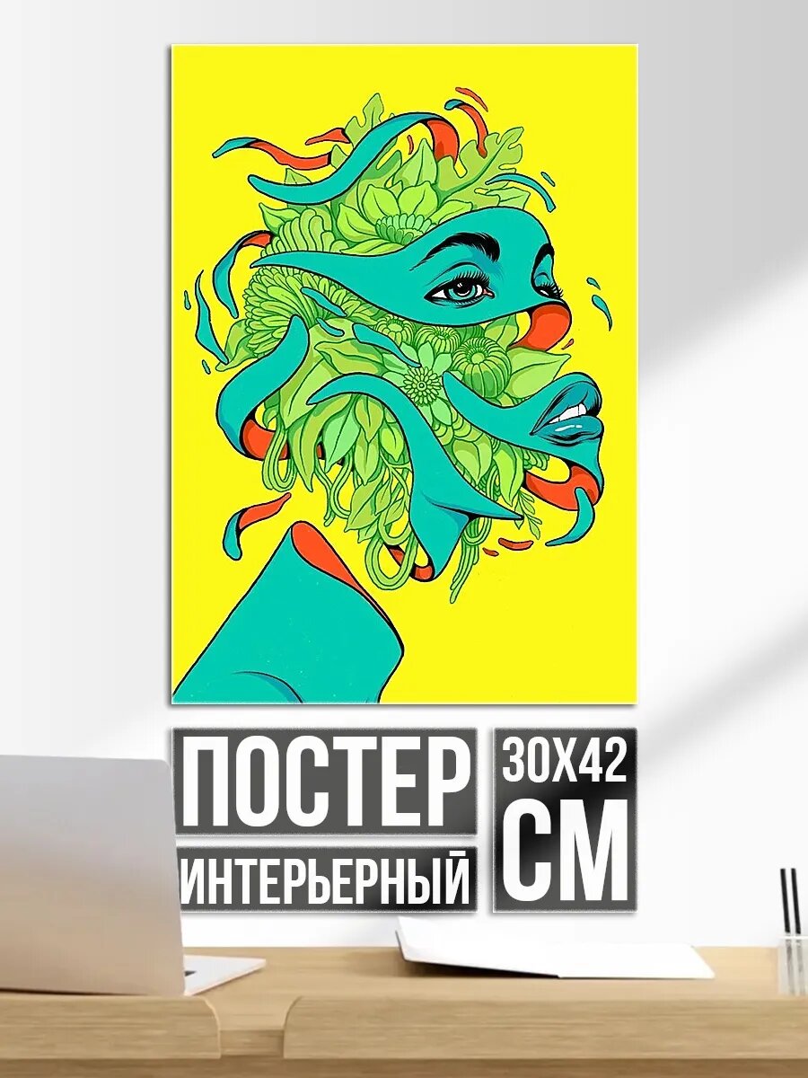Плакат постер Абстрактная женская голова