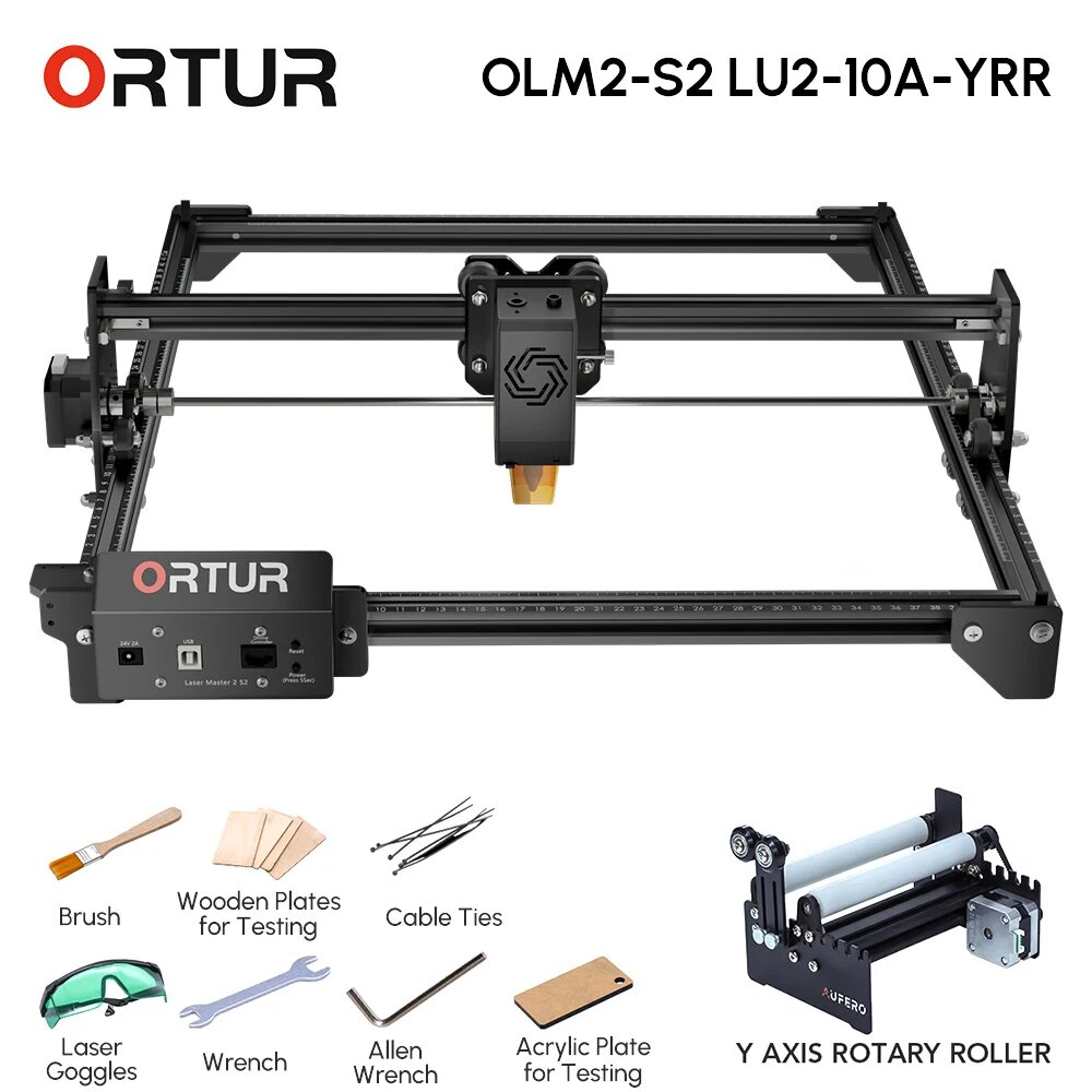 Лазерный гравер-резчик Ortur Laser Master 2 S2 Long Focus LU2-10A с лазером мощностью 10 Вт для резки и гравировки с YRR 2.0 для дерева и металла