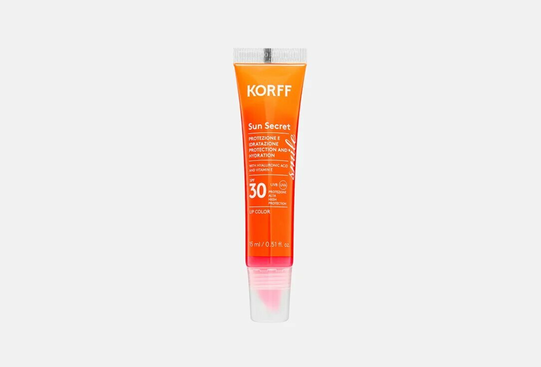 KORFF SUN SECRET Оттеночный солнцезащитный бальзам для губ SPF 30+ 15 мл 02, Raspberry pink
