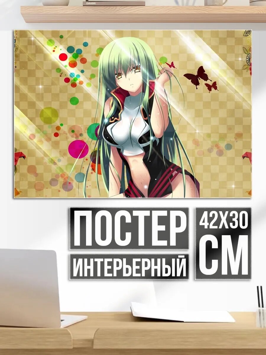 Плакат постер Аниме девушка с бабочками