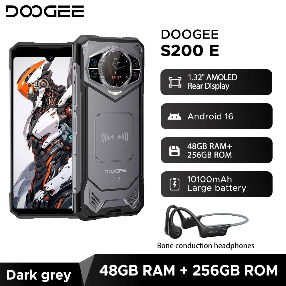 Мировая премьера: защищенный смартфон DOOGEE S200E 5G с Серый, Серый, VIP Edition DGrey