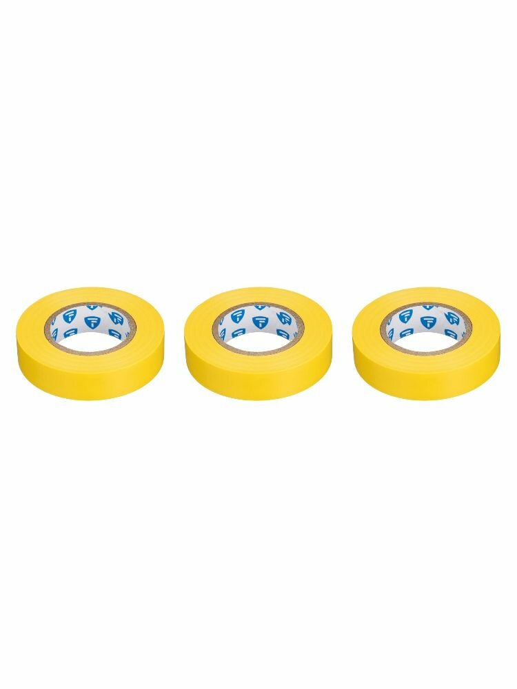 TOPFORT Изолента 19мм х 20м х 0,13мм желтая, 3 шт