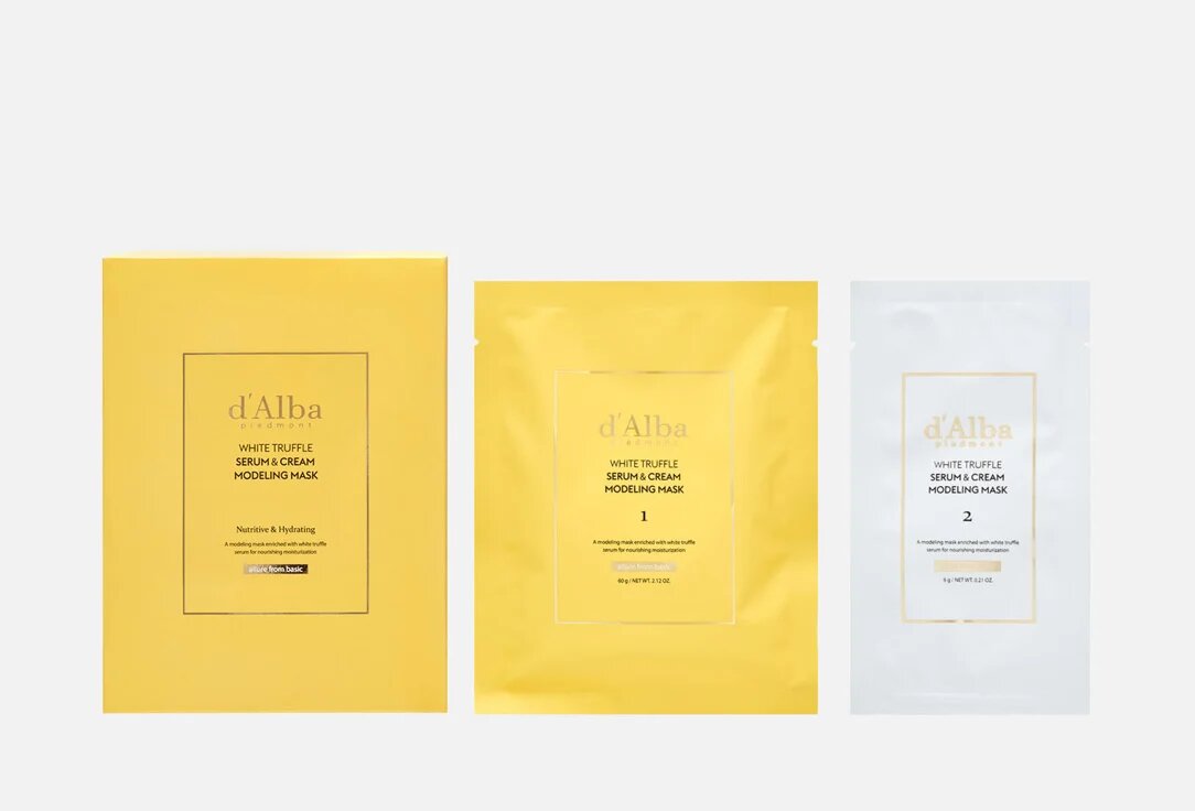 D'Alba White Truffle Serum & Cream Modeling Mask Альгинатная маска двойной формулы для лица 4шт