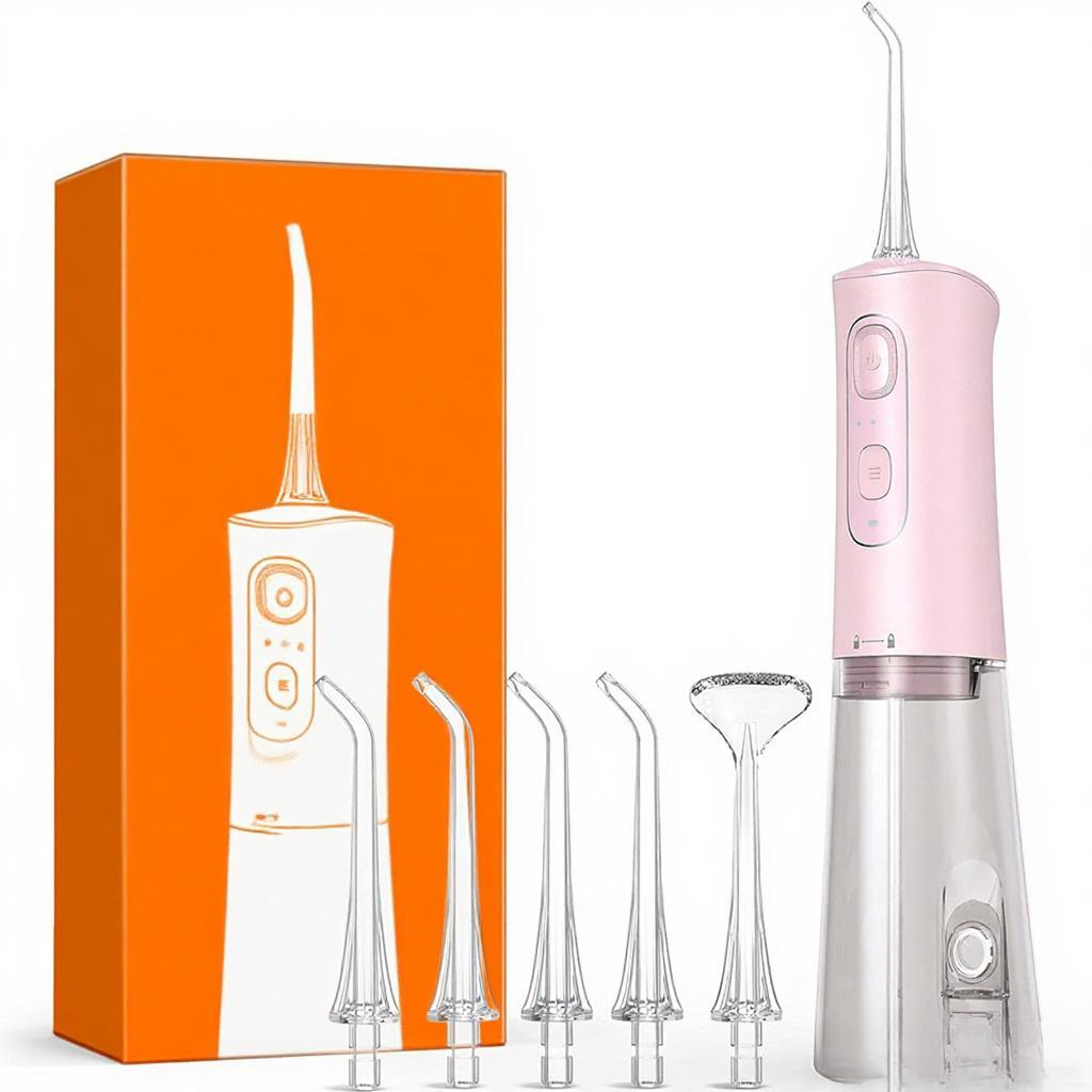 Бесшнуровой ирригатор для полости рта Water Dental Flosser IPX7 Водонепроницаемый USB Заряжаемый Устройство для чистки зубов Water Dental Picks 3 режима 6 насадок черный розовый голубой 300ml