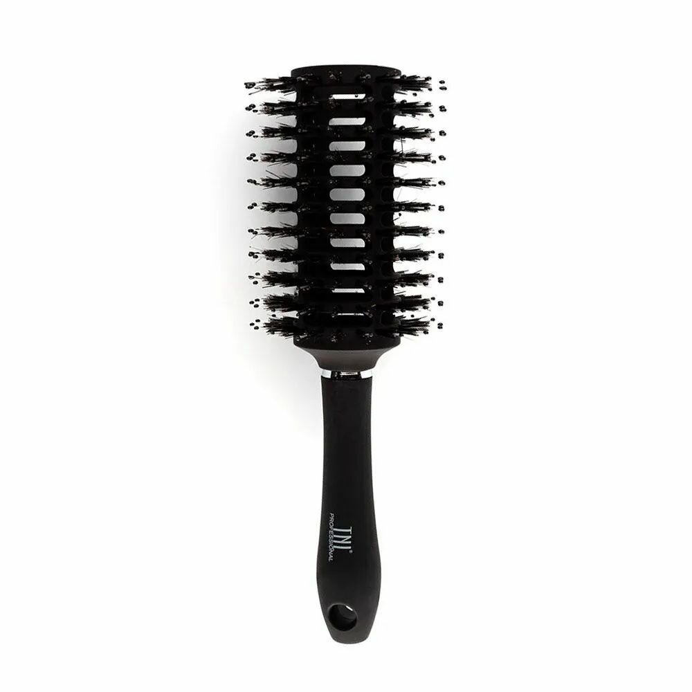 TNL Professional Брашинг для волос, нейлоновые штифты и щетина, d 80 мм, черный