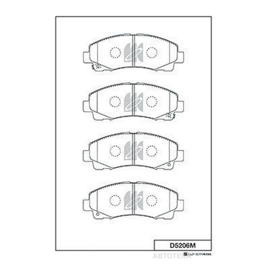 Колодки тормозные передние KASHIYAMA D5206M HO Ridgeline 3.5 4WD 05-;