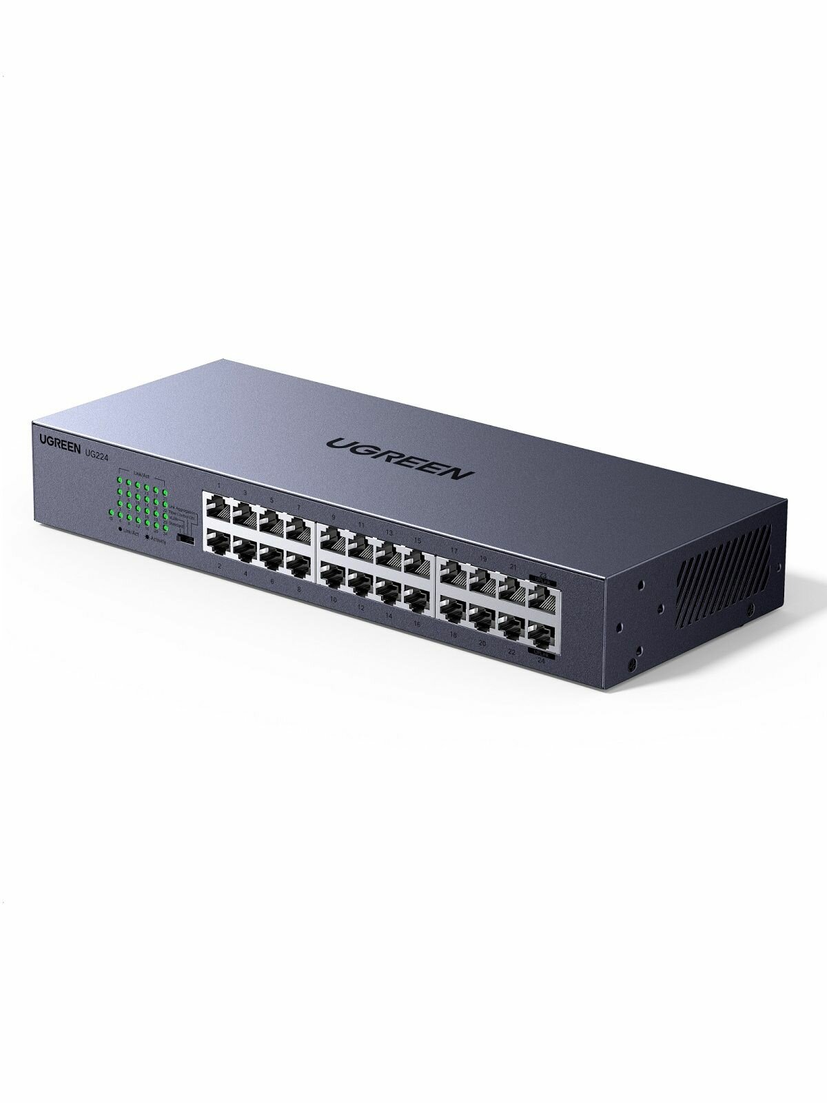 Сетевой коммутатор UGREEN CM740 (35374EU) 24-port Gigabit 1000Mbps Ethernet Switch. Цвет: черный