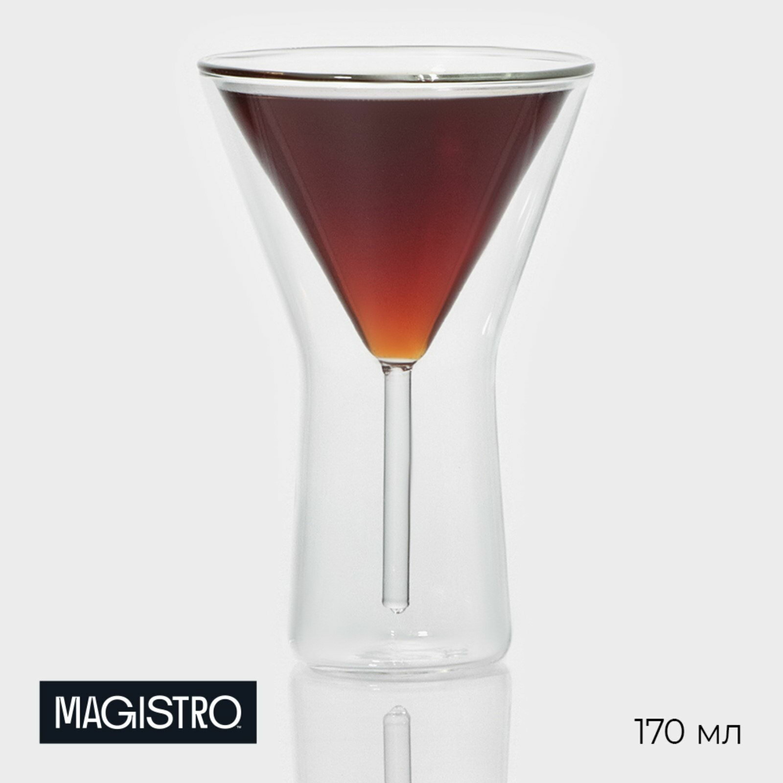Бокал для мартини "Айс", 170 мл, 10.3x15.7 см, с двойными стенками, стекло, прозрачный