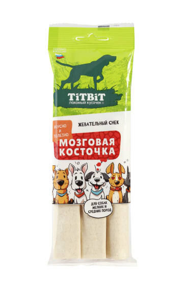 Лакомства для собак TiTBiT Жевательный снек "Мозговая косточка" для мелких и средних пород (95гр.)