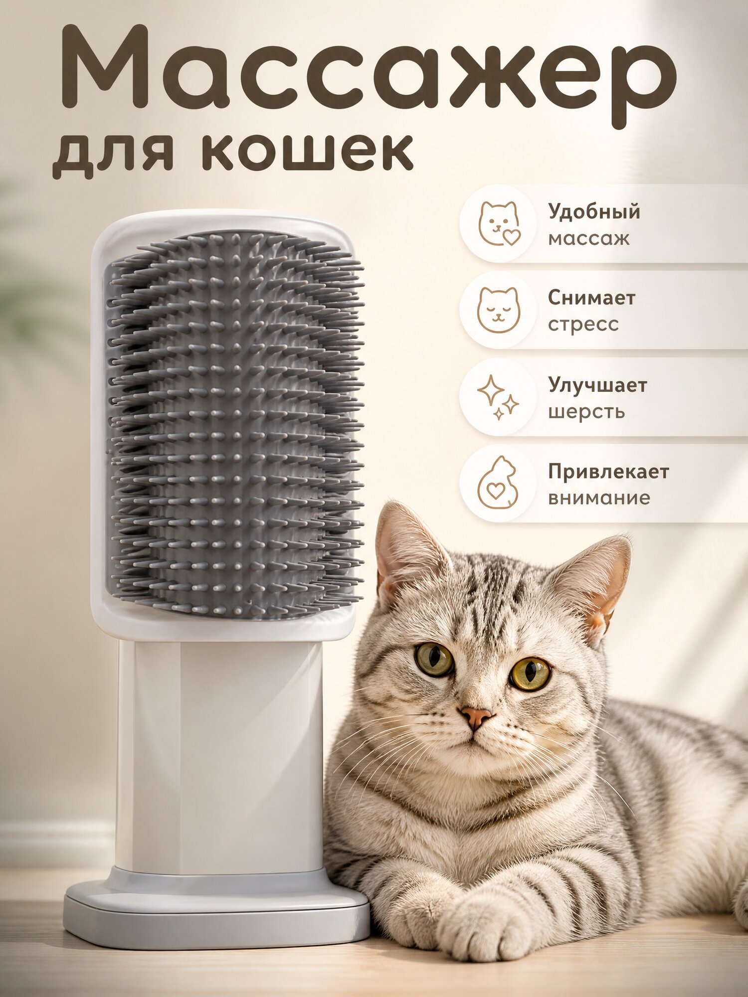 Расческа для кошек с кошачьей мятой чесалка угловая массажная