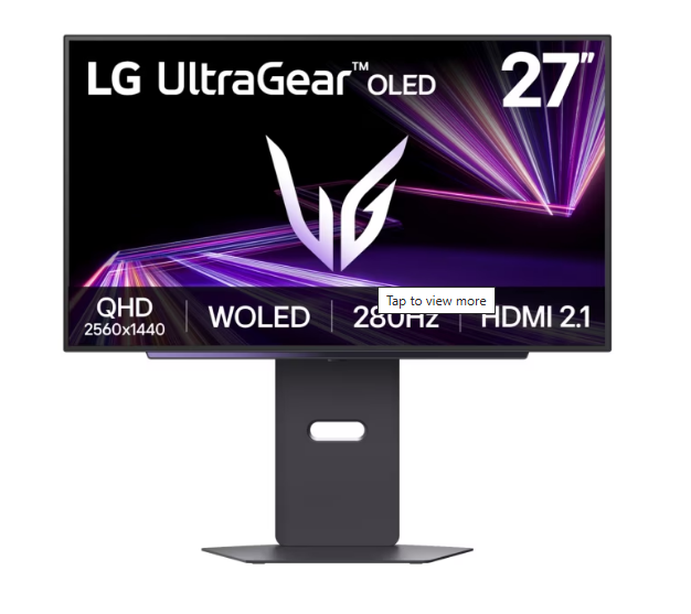 Монитор LG 26,5" 27GX700A-B, 16:9, OLED, QHD, 0,3ms, 335cd, 280Hz, HDMI, DP, USB, HAS