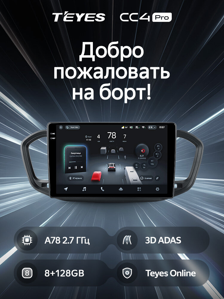 Магнитола TEYES CC4Pro 8/128 ГБ For Лада Веста рестайлинг For LADA Vesta NG 2023 - 2025 F2 A