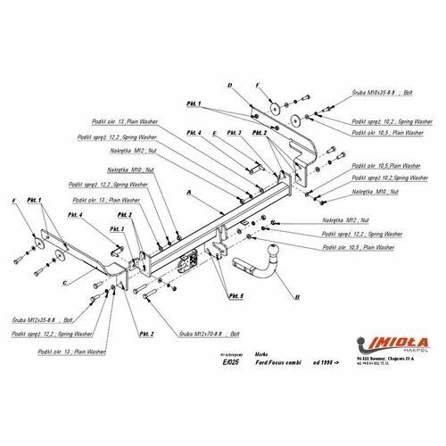 Фаркоп PEUGEOT (5008 II (excl. version with spare wheel)) IMIOLA E025