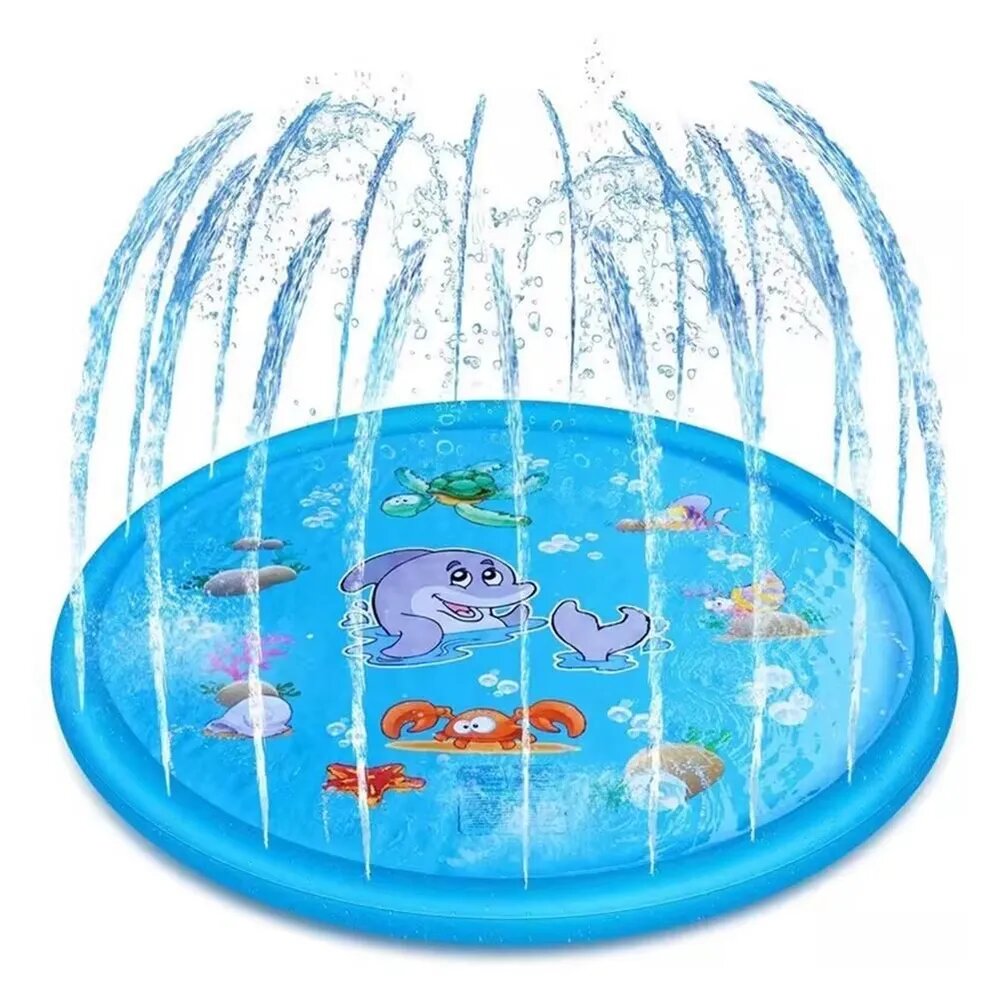 Надувной водяной коврик для малышей Морские рыбки , Круглая игровая зона для ползания, Огромный охлаждающий мат для детей