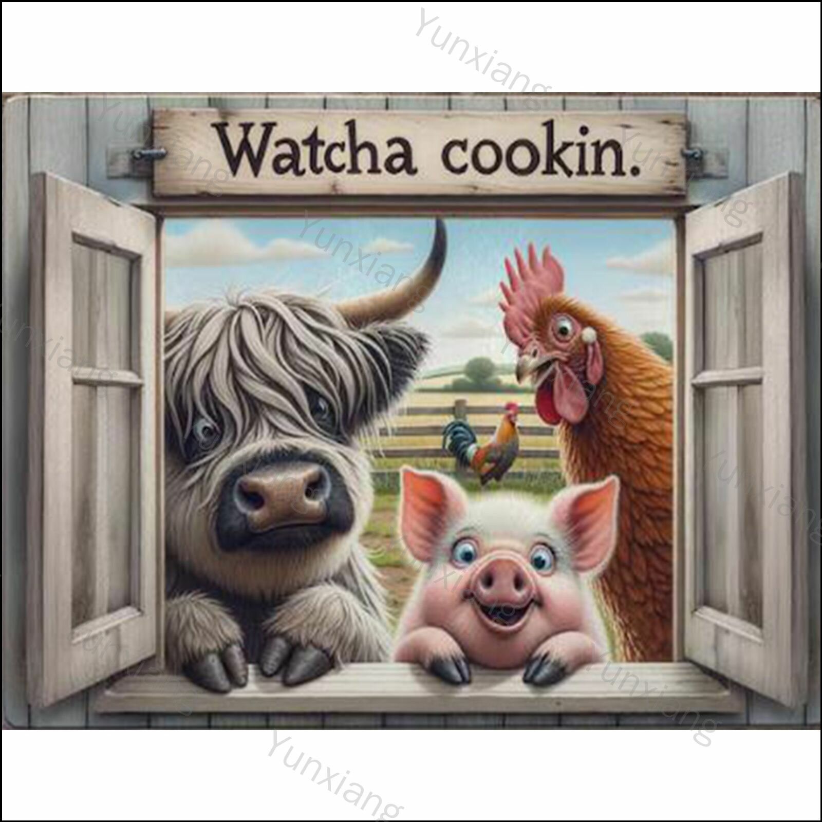 Крестиком вышивка Farm Pals Фермерские животные на хлопковой канве 11CT, размер 50 40 см