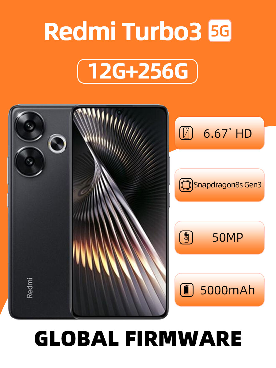Смартфон Redmi Turbo 3 5G 12/256 ГБ Black 2712x1220px 6.67-inch screen