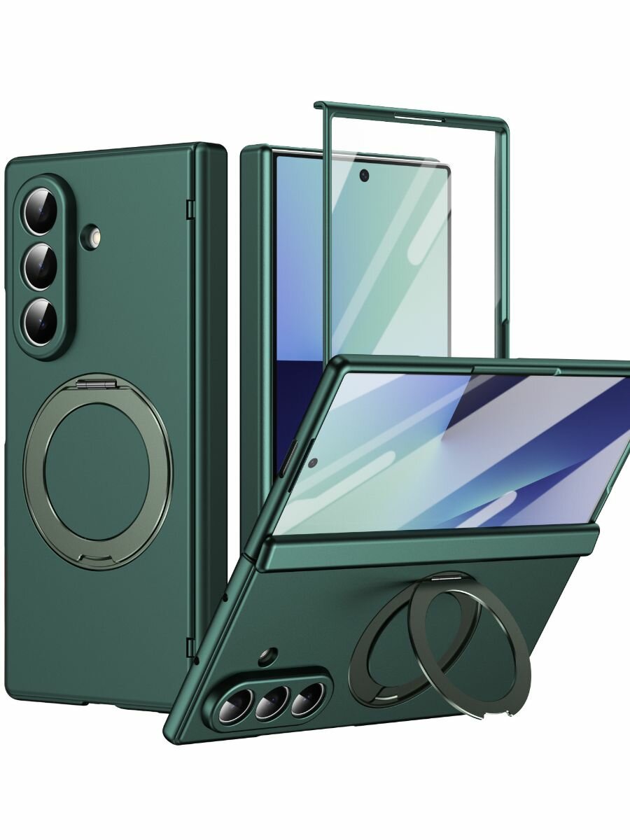 Чехол-пленка для Galaxy Z Fold7, с защитой шарнира, 360 вращающийся магнитный кронштейн