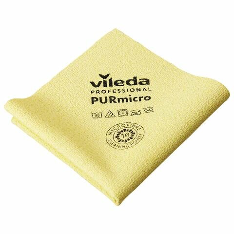 Салфетки VILEDA PROFESSIONAL "ПУРмикро Актив" комплект 5 шт, супервпитывание, микроволокно, желтый, 38х35 см, 174072