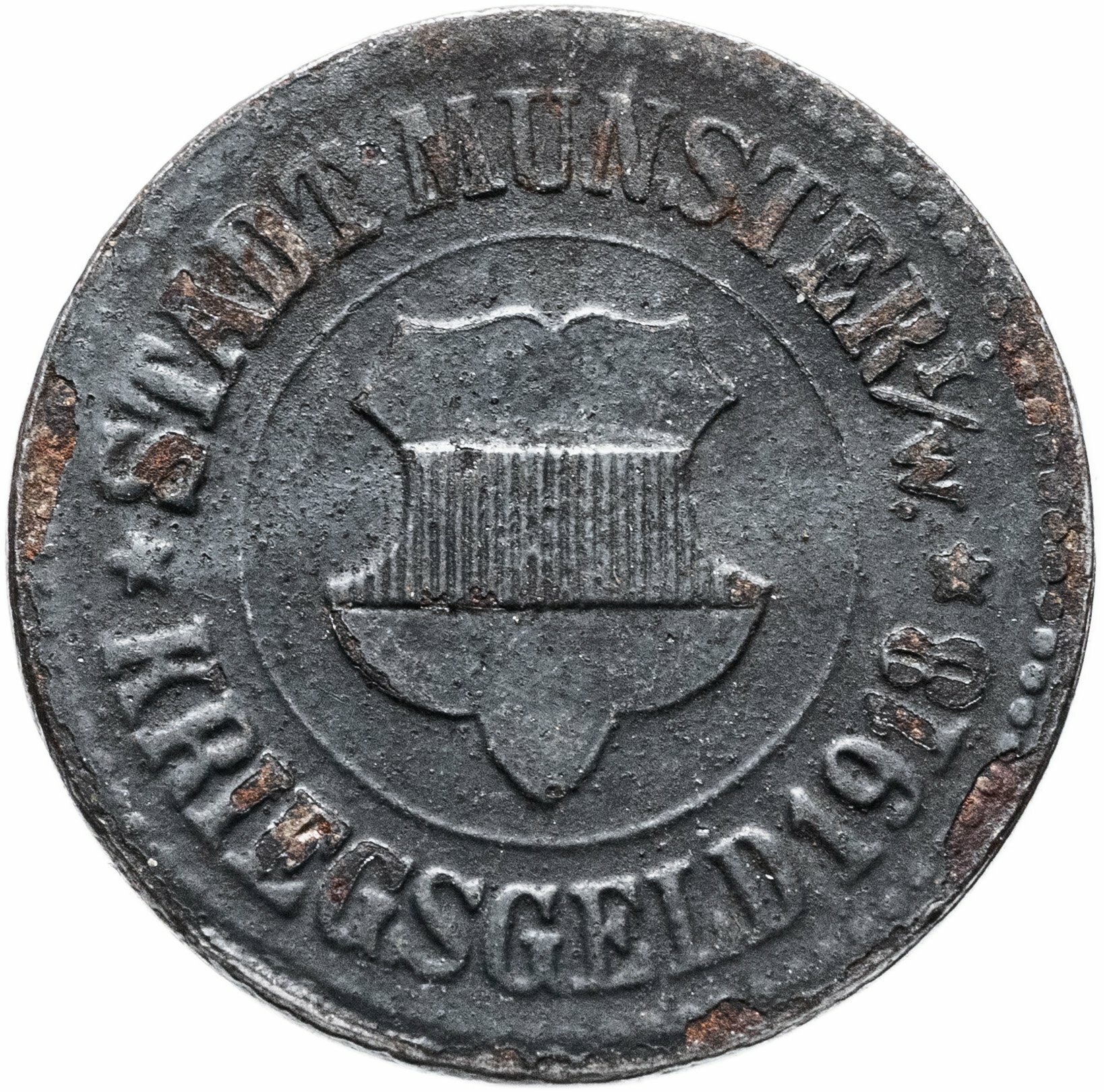 Германия "Мюнстер" 10 пфеннигов 1917 нотгельд, Цинк, в сохранности VF