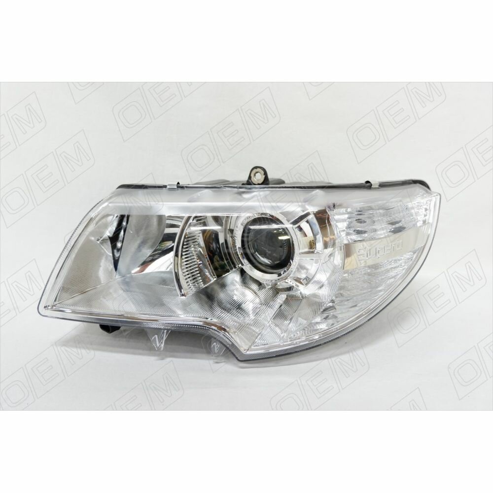 Фара левая для Skoda Superb 2 2008-2013 под омыватель, Шкода Суперб 2 фара левая O.E.M. OEM0159FL, oem 3T1941017C