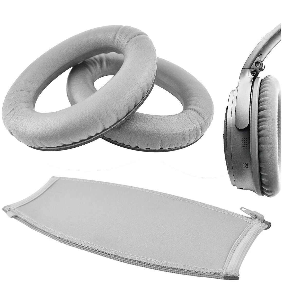 Комплект для замены наушников Geekria для BOSE QuietComfort (серый серебристый)
