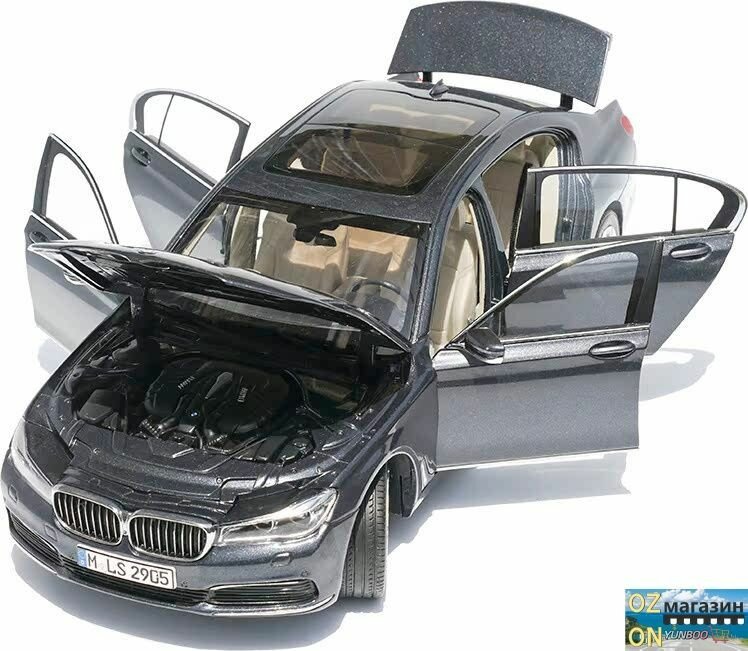 Модель автомобиля BMW 760Li из темно-серого сплава