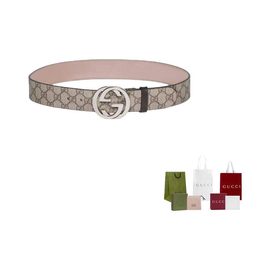GUCCI Металл Холщовая кожа Ремни Мужской Бежевый Эбеновый Ширина корпуса 4CM 110
