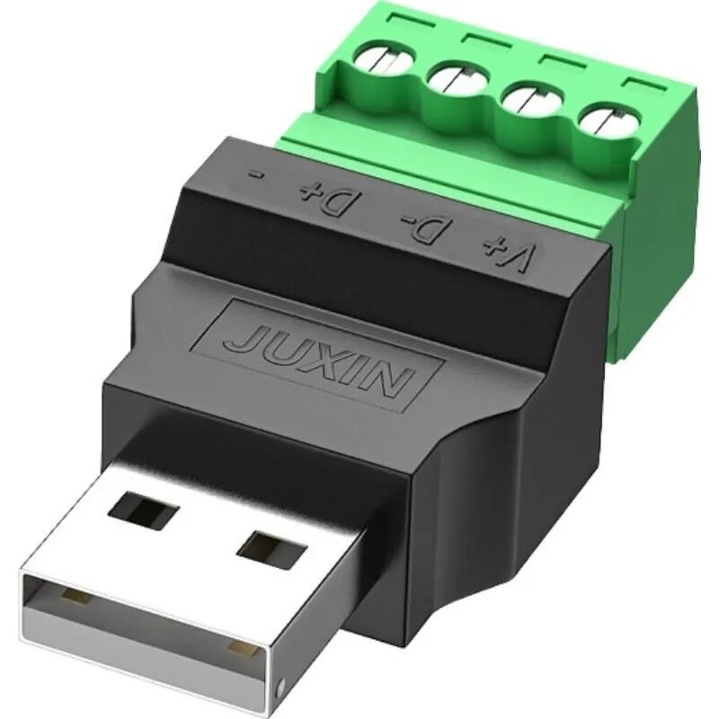 Переходник USB 2.0 на клеммную колодку 4-pin (без пайки) Разъем USB для ремонта кабеля и питания устройств, винтовой зажим