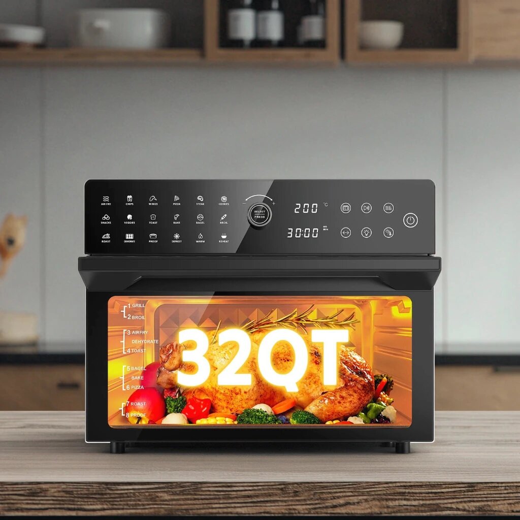 Духовка-морозильная печь Dual Cook Air Fryer объёмом 30 л с 16 предустановленными функциями настольная электрическая печь для пиццы и курицы для дома