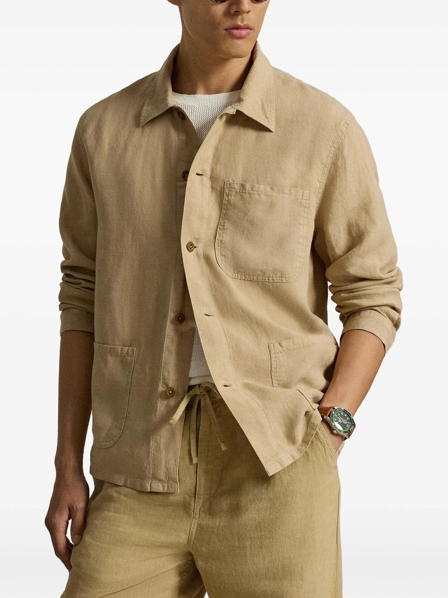 Куртка Polo Ralph Lauren Linen utility jacket, размер 46, разноцветный — фото 1