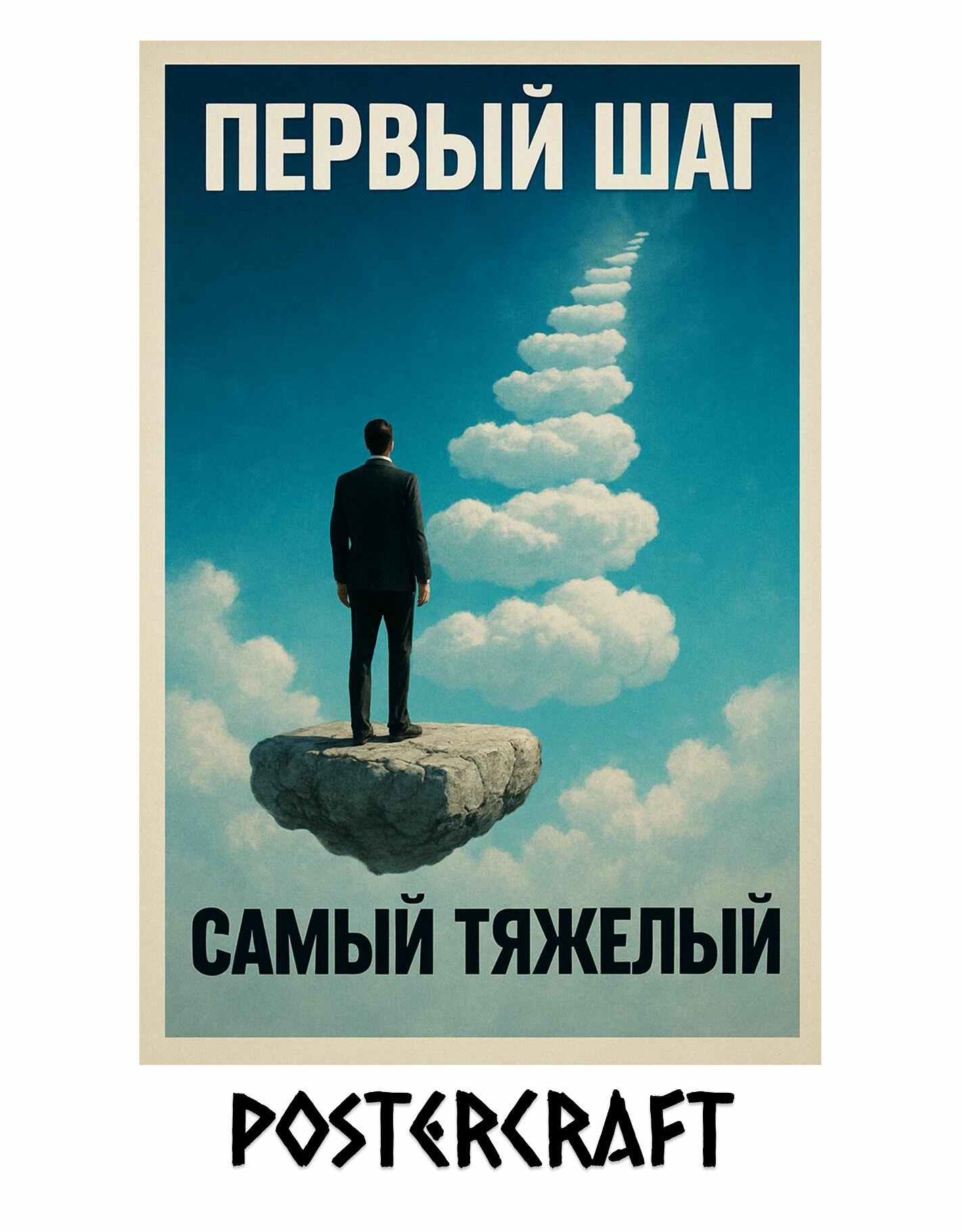 Мотивационный Постер "Первый шаг - самый тяжелый", 29.7х42см, А3, глянцевый