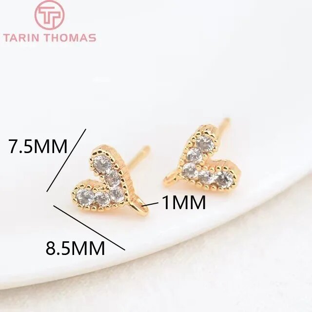 Серьги-гвоздики TARIN THOMAS сердечко, Цвет: 4390-White Color