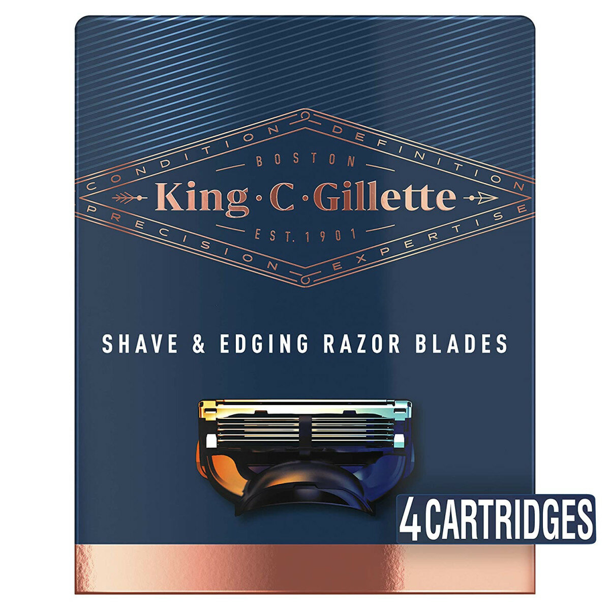 Сменные Кассеты Для Мужской Бритвы Gillette King C. Gillette, с 5 лезвиями , с точным триммером, 4 шт
