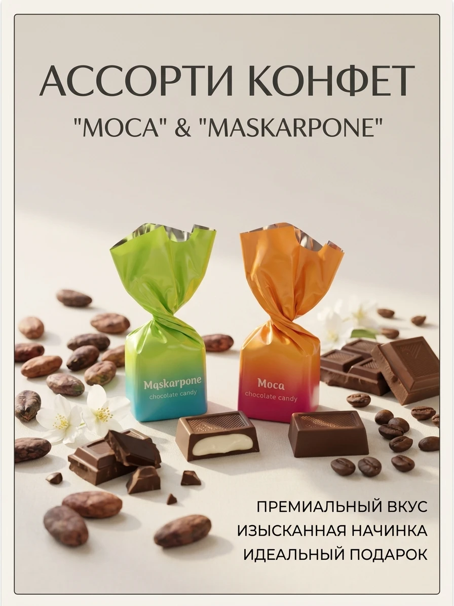 Конфеты "Moca" "Maskarpone" (ассорти) 200 г