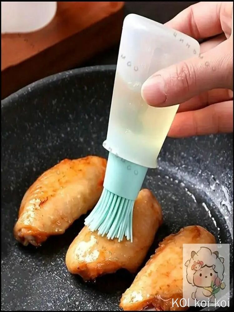 Кухонная кисть для масла 11 см х 3 см с контейнером, 2 шт