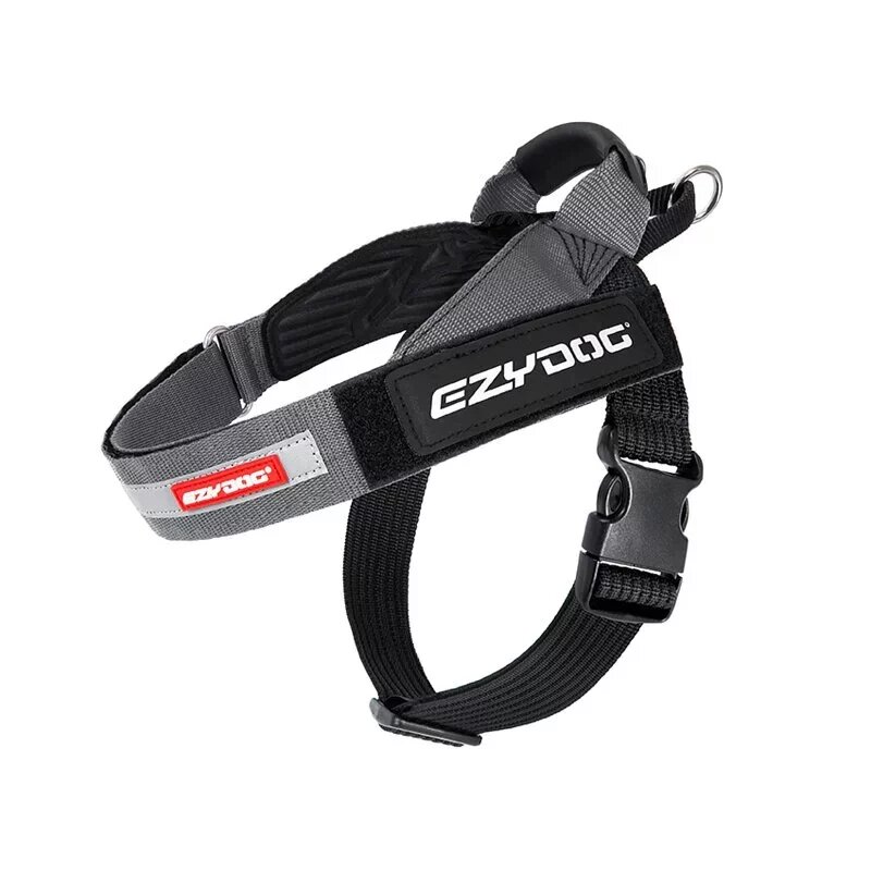 EZYDOG Собачье ошейник с отражающей полосой, регулируемый грудь 62-79см, серый, размер М