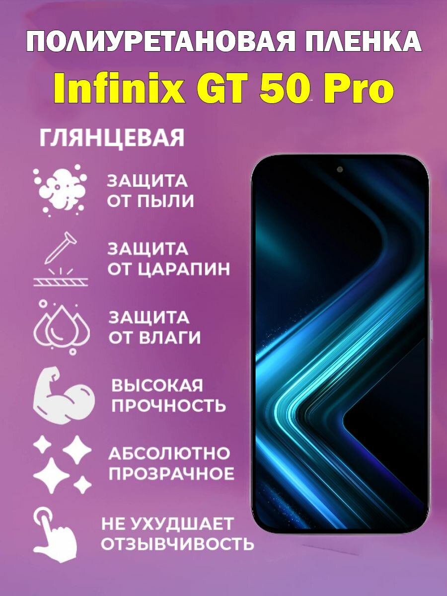 Полиуретановая защитная пленка для Infinix GT 50 Pro / Противоударная бронированная пленка