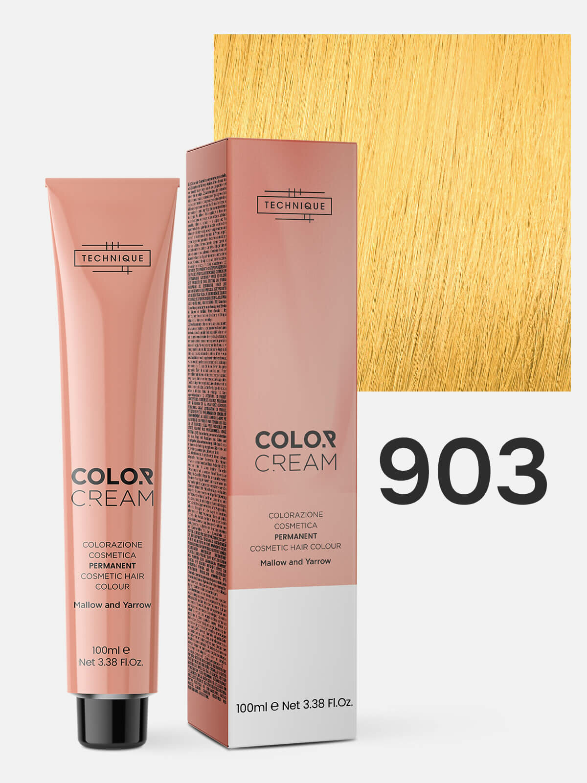Крем - краска для осветления волос профессиональная Technique Color Cream Permanent Cosmetic Hair Colour 903 Суперосветляющий блонд Золотистый, 100 мл