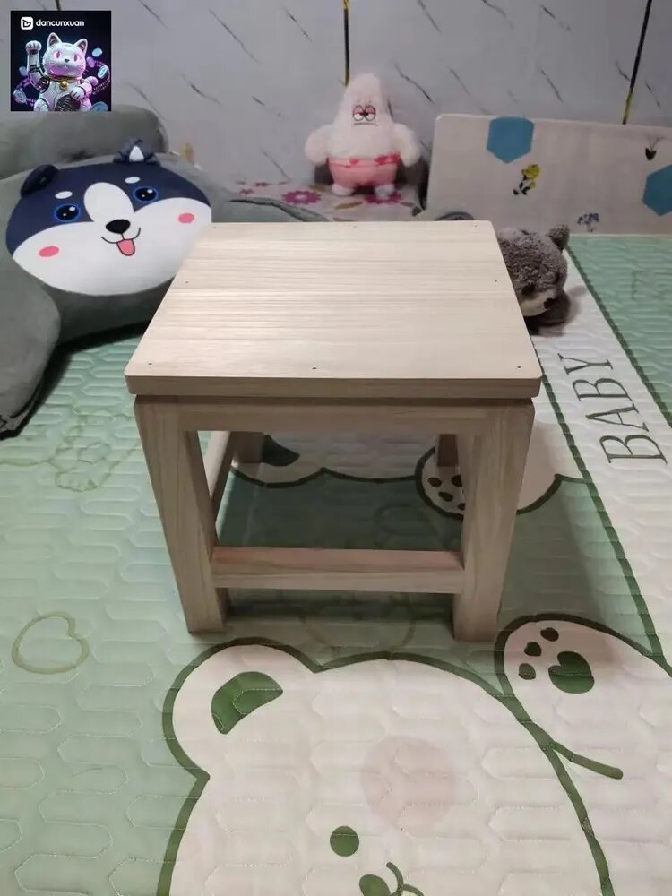 Табурет маленький деревянный из массива березы, 1 шт, 30x30x30 см, коричневый — фото 1