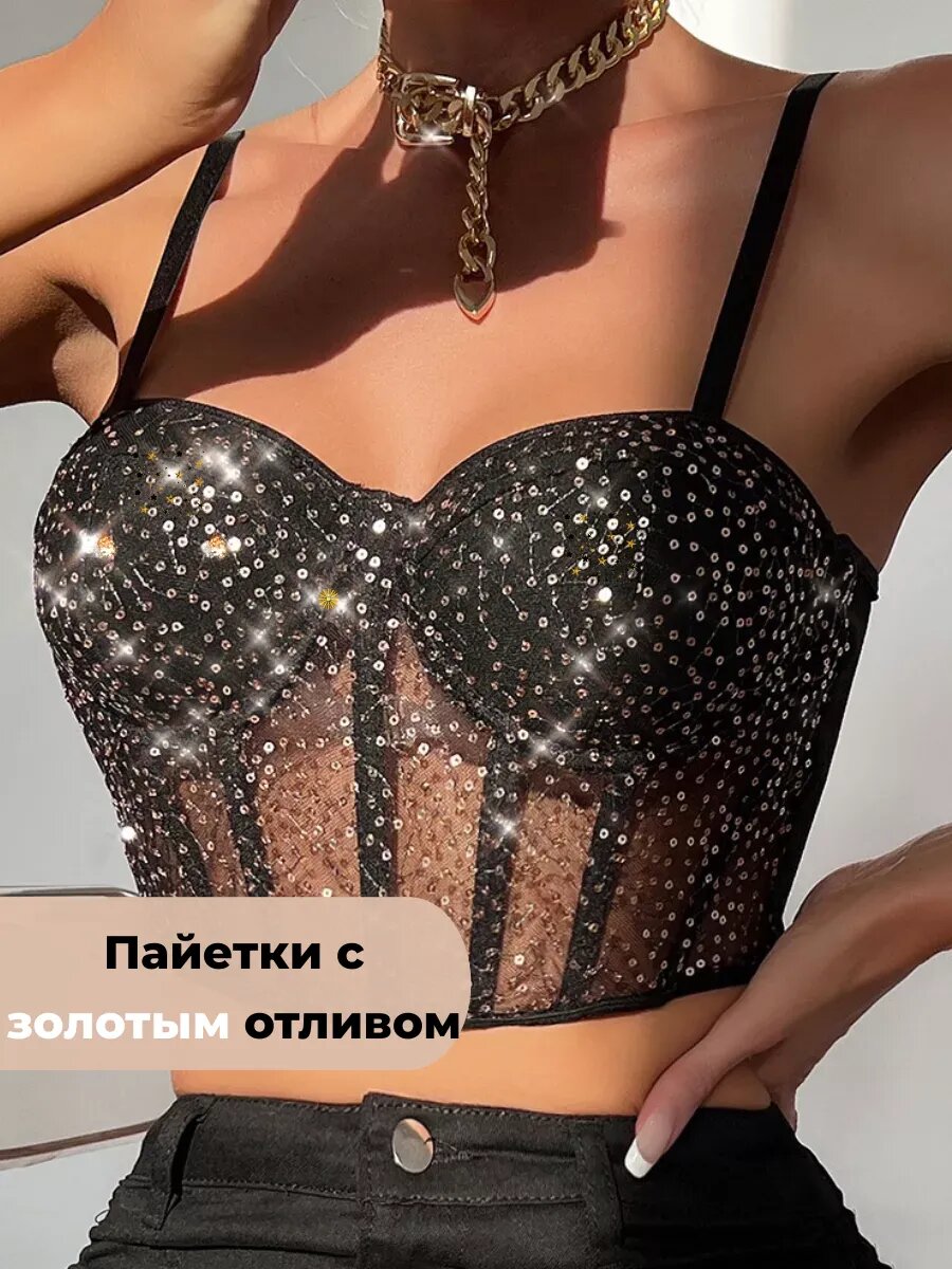 Топ-бюстье HIGHHEELS SHOP весна-лето, размер M, черный — фото 1