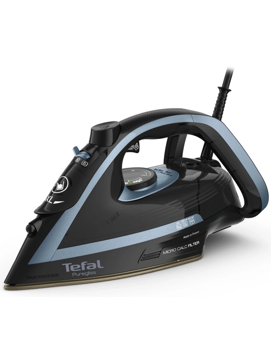 Утюг Tefal Easygliss 2 FV8R67F1, с паровым ударом, 3000Вт, с автоотключением, серый и синий