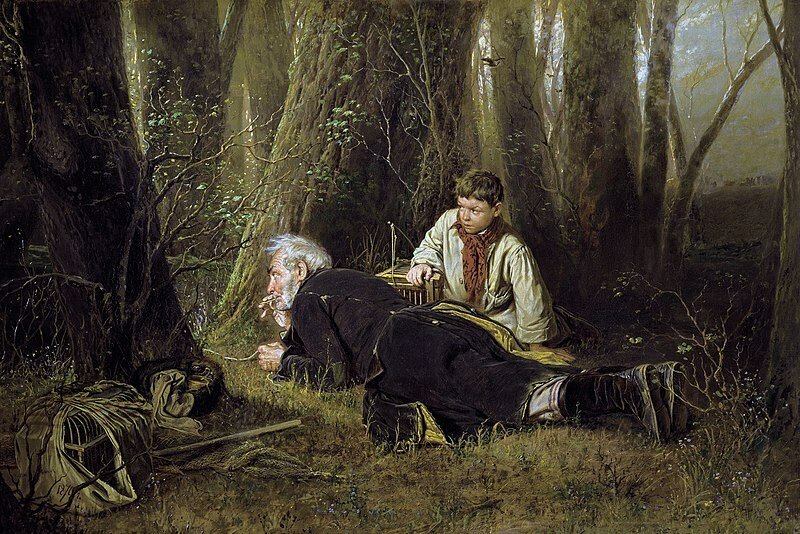 "Птицелов", Перов Василий Григорьевич, картина (репродукция) (40х27 см / без подрамника)